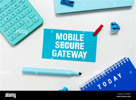 Hand Writing Sign Mobile Secure Gateway Concept Meaning Securing Devices From Phishing Or