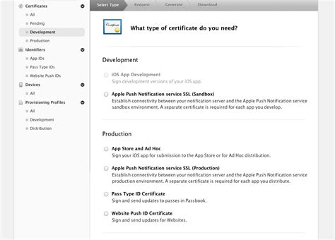 iphone cannot find option to create ios app development certificate