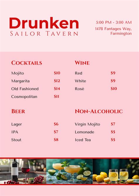 Free Bar Templates To Edit Online