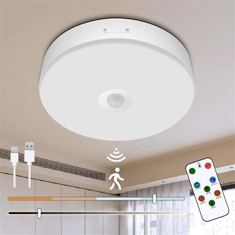 Yurnero Rechargeable Motion Sensor Ceiling Light With Remote 7 4 Inch Wireless Ceiling Lights