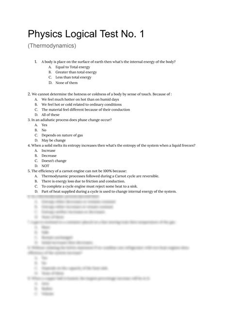Solution Thermodynamics Logical Test For A Level Physics Studypool