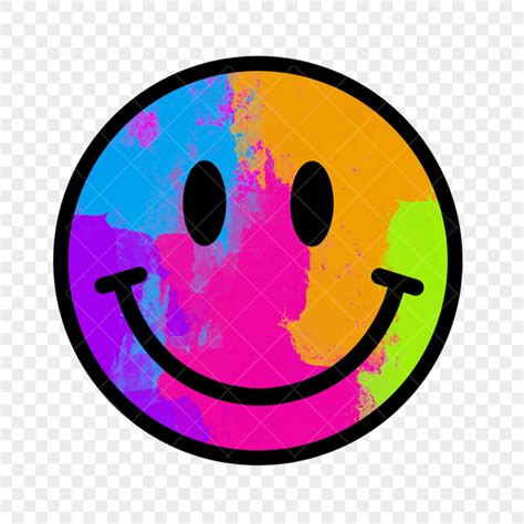 Neon Smiley Face Sublimation Png Retro Clip Art Spring Summer Pride