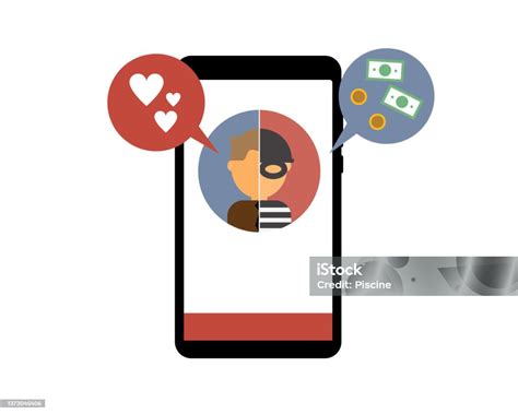 로맨스 사기 또는 범죄와 사랑 사기는 돈을 훔치는 피해자의 애정과 신뢰를 얻기 위해 가짜 온라인 신원을 가지고 데이트에 대한 스톡 벡터 아트 및 기타 이미지 Istock