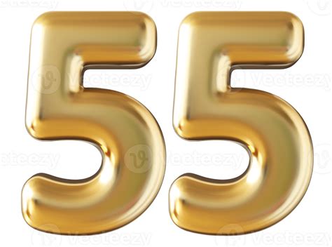Gold 3d Number 55 36304561 Png