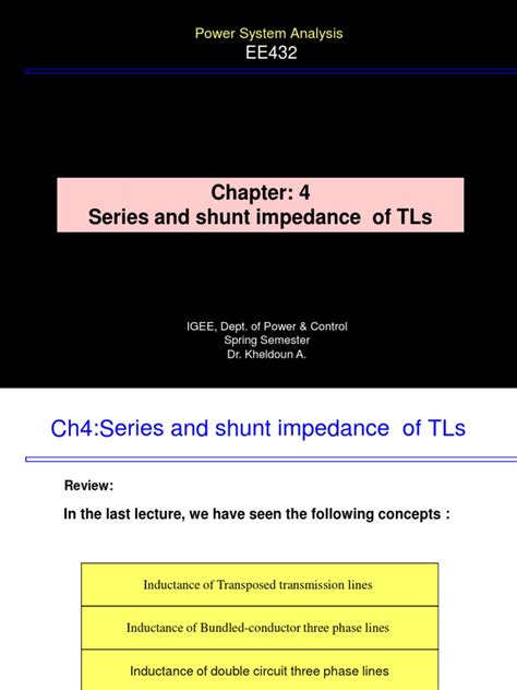 Series And Shunt Impedance Of Tls Power System Analysis Pdf