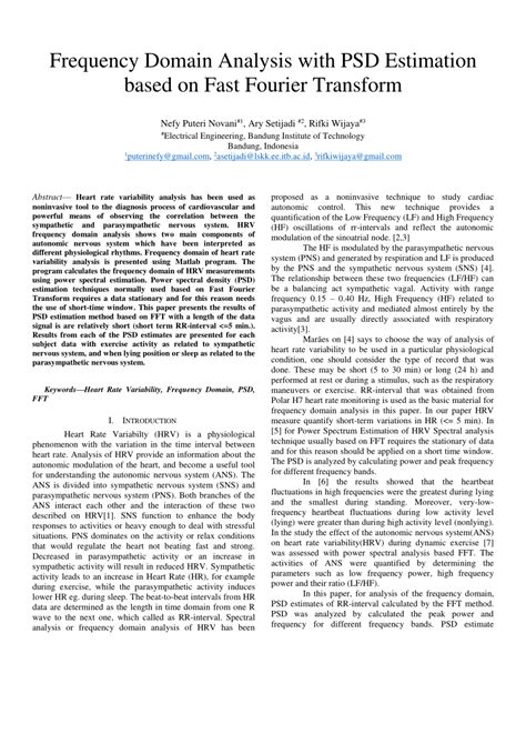 pdf frequency domain analysis with psd estimation based on fast