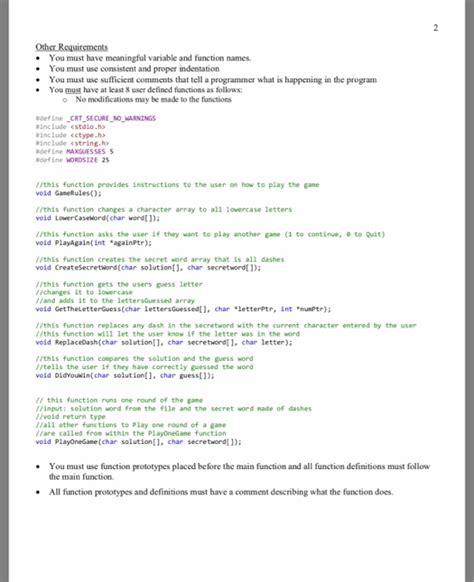 Solved Intro To Programming In C Large Program 3 Word Game