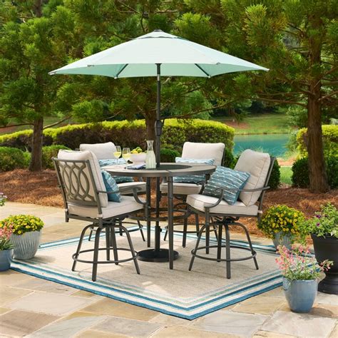 Shop Allen Roth Thomas Lake 5 Piece High Dining Patio Set With Light