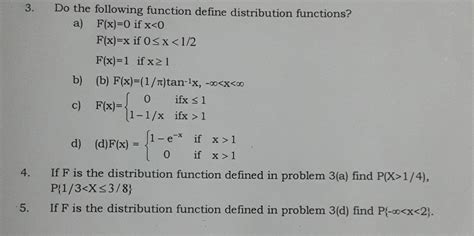 Solved 3 Do The Following Function Define Distribution