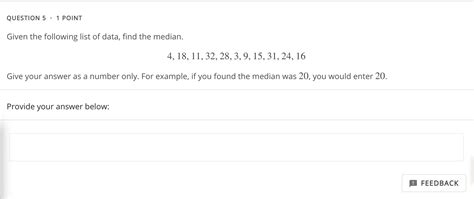 solved question 5 1 point given the following list of data