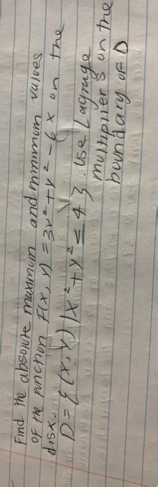 solved bourpniers on the find the absonde muximum and mmmum