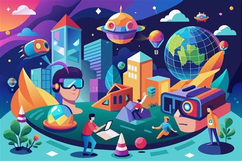 Premium Vector Virtual Reality Environments