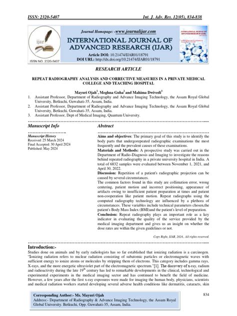 repeat radiography analysis and corrective measures in a private