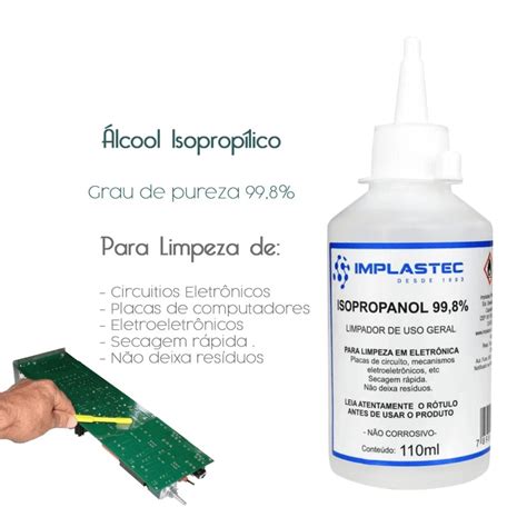 Álcool Isopropílico Implastec Isopropanol 99 8 110ml Pccold