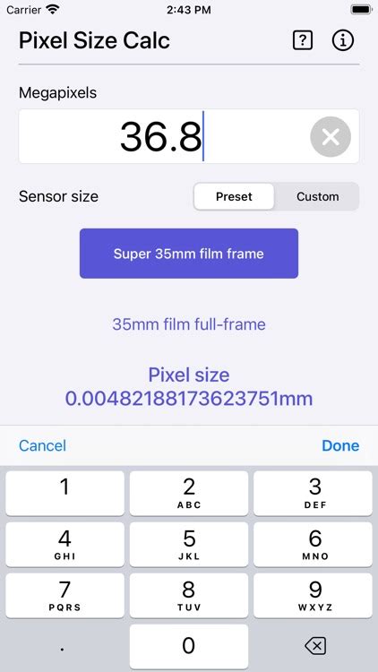 Pixel Size Calculator By Heng Jia Liang