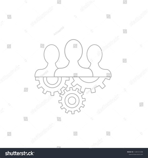 Teamwork Collaboration Gears Simple Lines Stock Vector Royalty Free