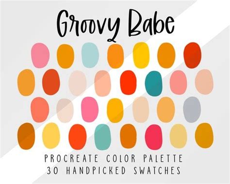 Groovy Vintage Procreate Color Palette Color Swatches Retro Color Palette Etsy Vintage