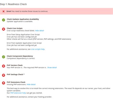 Magento While Installing Extension Readiness Check Fails In Magento Magento Stack Exchange