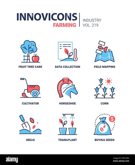 Agriculture And Farming Line Design Style Icons Set Stock Vector Image And Art Alamy