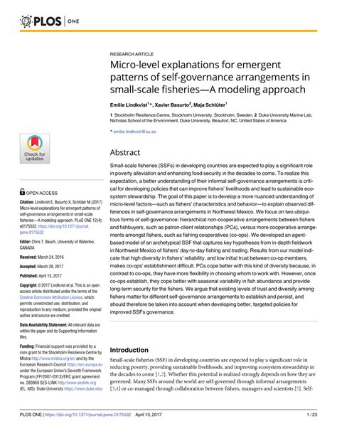 Pdf Micro Level Explanations For Emergent Patterns Of Self Governance Arrangements In Small