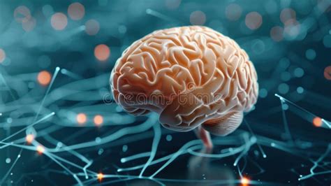 Detailed 3d Rendering Of A Human Brain With Neurons And Neural Connections On A Dark Background