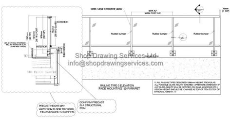 Glass Railing Detail Drawing Custom Glass Railings For Interiors And