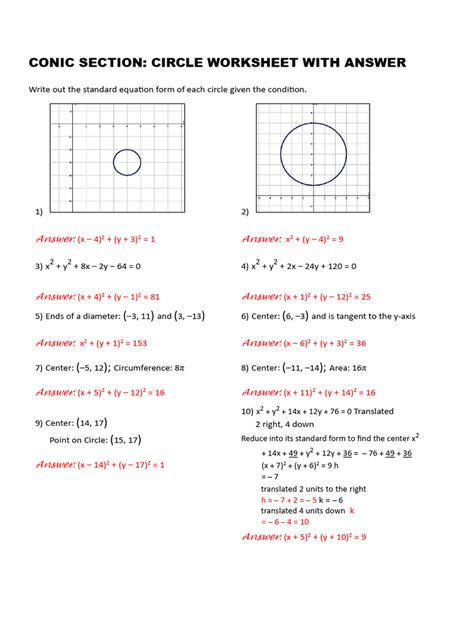 Basic Calculus Circle Worksheet With Answer Pdf