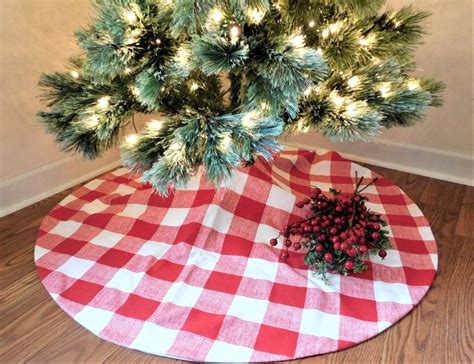 Large Buffalo Plaid Christmas Tree Skirt 50 Round Etsy