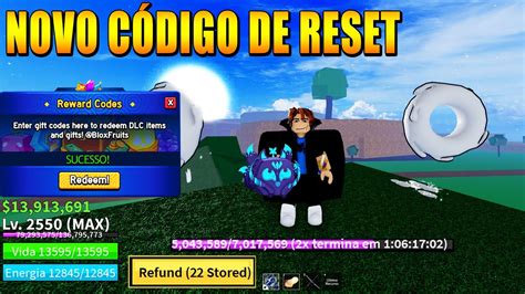 NOVOS CÓDIGOS DE RESET CÓDIGOS DE EXP BELI E RESET DO BLOX FRUITS blox fruit codes YouTube