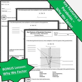 Factoring Quadratic Functions Notes Factoring Trinomials Notes