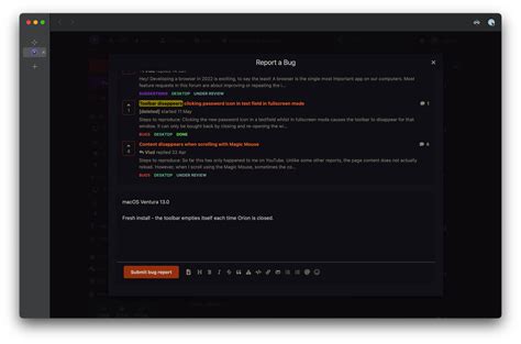 Toolbar Disappears Orion Public Issue Tracker