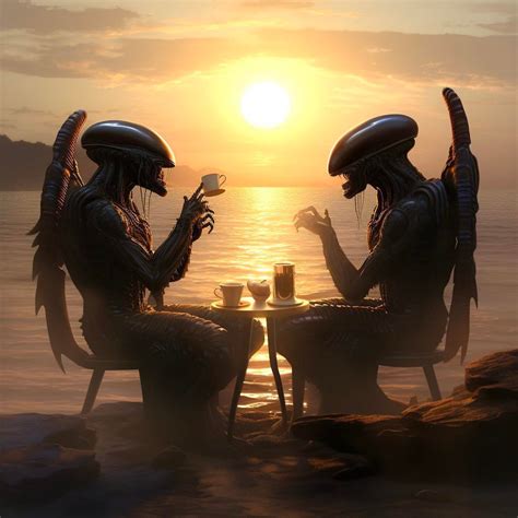 Xenomorphs Having Coffee At The Beach R Weirddalle