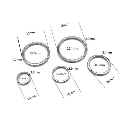 Stainless Steel Key Split Ring Keychain Ring Connector Rings 1520253035mm Flat Keyrings Etsy
