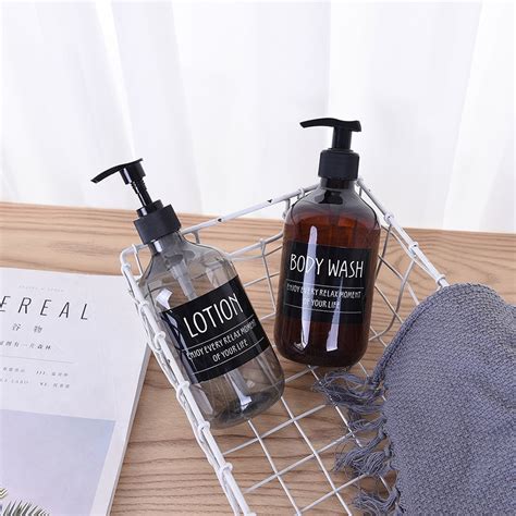 Badu Bg Комплект за душ за баня Пластмасови празни бутилки за многократно пълнене Шампоан Балсам