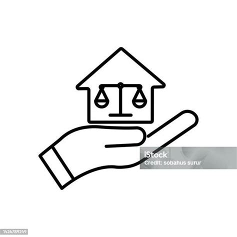 손과 홈 라인 아이콘 법률 법 준수 아이콘입니다 편집 가능한 스트로크 디자인 템플릿 벡터 0명에 대한 스톡 벡터 아트 및 기타