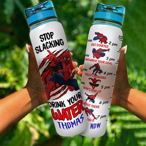 Custom Spiderman Water Bottle Superhero Water Tracker Bottle Spider