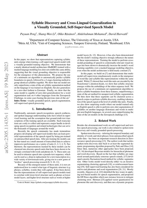Pdf Syllable Discovery And Cross Lingual Generalization In A Visually Grounded Self