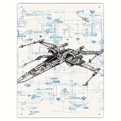 Temu｜철 금속 X 윙 스키마 아트 프린트 세트 내구성 방수 내후성 벽 장식 빈티지 스타일 스타파이터 디자인 가정 및 사무실에 이상적 8x12 인치