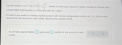 solved use the model a pert ﻿or a p 1 rn nt ﻿where a ﻿is
