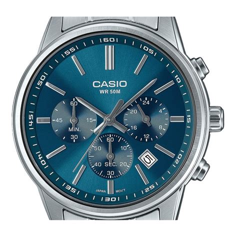Casio Standard Analog Chronograph Stainless Steel Blue Dial Quartz Mtp E515d 2a1v Mens Watch