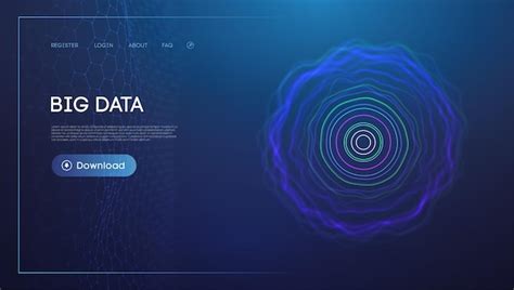 premium vector vibrant circular big data pattern on dark blue background