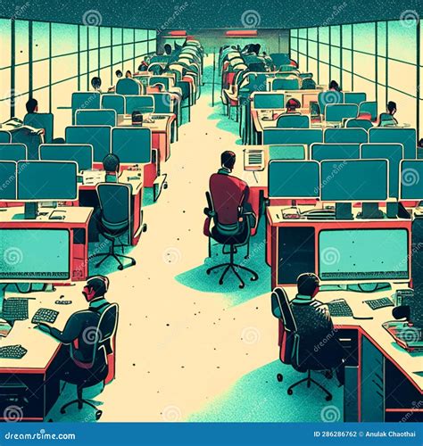 3d Rendering Of People Working In A Computer Room At The Airport Ai Generated Stock Illustration