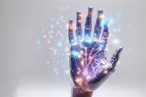 premium ai image digital hand hologram on white background ai generative