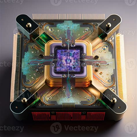 Generative Ai A Quantum Chip A Futuristic Glowing Cpu Quantum Computer Processor Digital Chip