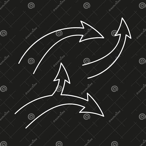 Curved Arrows Illustration Dynamic Pointer Shapes White Lines On Black Vector Icon Set Stock