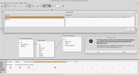 error when creating calculated date query english ask libreoffice