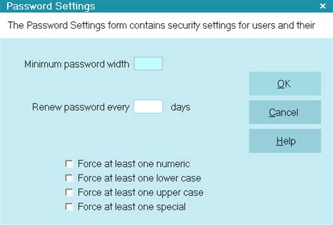Password Settings Collect Help