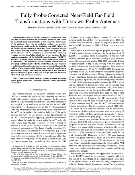 Pdf Fully Probe Corrected Near Field Far Field Transformations With