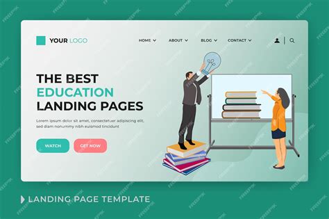 Premium Vector Online Education Flat Vector Landing Page Template