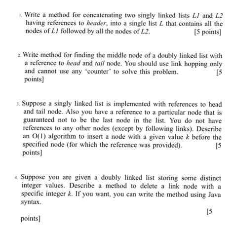 Solved Write A Method For Concatenating Two Singly Linked